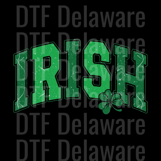 Retro "IRISH" DTF Transfer - Green Patterned St. Patrick's Day Ready t
